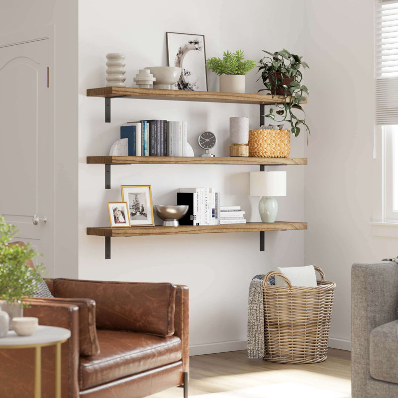 17 Stories Tanikia Paulownia Floating Shelf | Wayfair